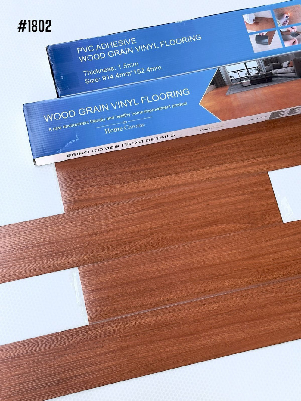 Self-Adhesive LVT PVC Plank Flooring (covers 54sqft per box) (8 colors ...
